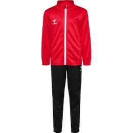Trainingsanzug Hummel "HMLLOGO SUIT KIDS", Jungen, Gr. 152/158, rot (true rot, schwarz), Stoff, Obermaterial: 100% Polyester, Sportanzüge Trainingsanzug, für Kinder