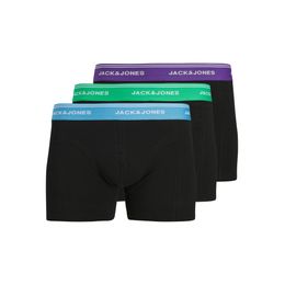 Jack & Jones Trunk JACK & JONES "JACDAWSON SOLID TRUNKS 3 PACK", Herren, Gr. S, 3 Stk., schwarz pack:with holly gr&uuml;n, schwarz with azure blau, schwarz with ultra violet, Jersey, Obermaterial: 95% Baumwolle, 5% Elasthan, unifarben mit Farbeinsatz, bequem, Unterhosen