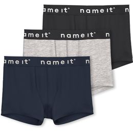 Boxer name it "NKMBOXER f&uuml;r Jungen mit Stretchbund und bequemem Sitz", Jungen, Gr. 134/140, 3 Stk., schwarz, Jersey, Obermaterial: 95% Baumwolle, 5% Elasthan, unifarben, eng, Unterhosen, eng, Jersey, Logoschriftzug, angesetztes B&uuml;ndchen