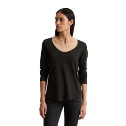 Marc O'Polo MARC O'POLO DENIM Langarmshirt mit Rollkante am V-Ausschnitt schwarz XS XS Figurbetonte Passform, die deine Silhouette betont