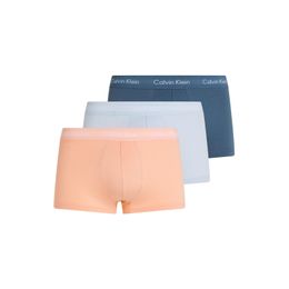 Trunk "LOW RISE TRUNK 3PK", Damen, Gr. XL (54), 3 Stk., vint indigo, mln frenzy, halogen bl, Jersey, Obermaterial: 95% Baumwolle, 5% Elasthan, Calvin Klein Underwear, k&ouml;rpernah, Unterhosen, mit Logoschriftz&uuml;gen