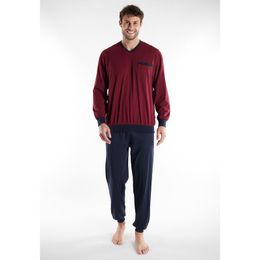G&ouml;tzburg G&Ouml;TZBURG Schlafanzug &raquo;Kos&laquo; 2 tlg. mit V-Ausschnitt, lange &Auml;rmel und Brusttasche rot-dunkel-Allover 54 (XL) 54 (XL) Herren Pyjama von G&ouml;tzburg
