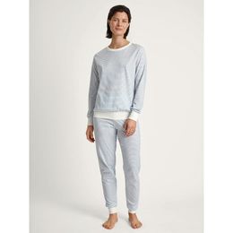 Calida Schlafanzug &raquo;Cotton Stripes&laquo; 2 tlg. Langarm, Rundhals-Ausschnitt, lockere Passform, Baumwolle endless sky M (44/46) M (44/46) Damen-Pyjama...