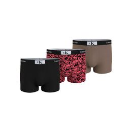 Calvin Klein Underwear Trunk »TRUNK 3PK« Packung, 3er-Pack, 3 Stk. mit Logo-Elastikbund BLK, INK BLB LG PRT_CALYP CRL, CARB M (50) - 3 Stk. 3 Stk....