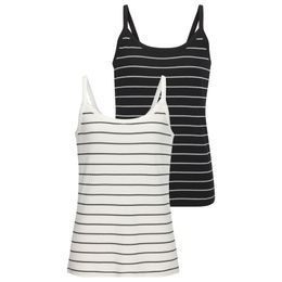 Tr&auml;gertop Vivance "mit modischer Streifenstruktur", Damen, Gr. 32/34, schwarz-wei&szlig; (wei&szlig;, schwarz), Strick, Obermaterial: 42% Baumwolle, 42% Viskose, 12% Polyester, 4% Elasthan, gestreift, tiefer Rundhals, Tops Tr&auml;gertop, aus pflegeleichter Baumwoll-Viskose-Qualit&auml;t