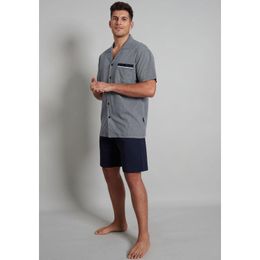 G&ouml;tzburg G&ouml;tzburg Herren G&Ouml;TZBURG Shorty &raquo;Brooklyn&laquo; 2 tlg. Kurzarm, V-Ausschnitt, mit Kragen, kurze Hose, Baumwolle, weich blau 54 (XL)