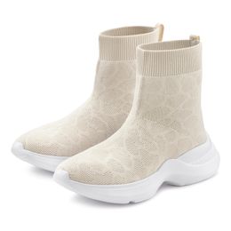 Stiefelette Lascana "Sock Boot, Sneaker", Damen, Gr. 39, beige, Obermaterial: 100% Textilmaterial. Decksohle: 100% Textilmaterial. Futter: 100% Textilmaterial. Laufsohle: 100% Synthetik, unifarben, Schuhe Stiefelette, elastisches Material, Slipper, Boot, Freizeitschuhe, High Top VEGAN