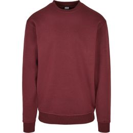 Rundhalspullover Urban Classics "Urban Classics Herren Crewneck Sweatshirt", Damen, Gr. 5XL, cherry, 65% Baumwolle, 35% Polyester, unifarben, loose fit, Rundhals, Pullover Rundhalspullover