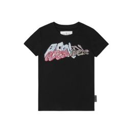 T-Shirt Philipp Plein "Bombing Graffiti Verziert", Jungen, Gr. 14, 02, schwarz, Obermaterial: 100% Baumwolle, Shirts T-Shirt