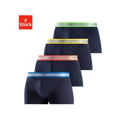 Boxer AUTHENTIC LE JOGGER "Boxershorts f&uuml;r Herren", Herren, Gr. S (4), 4 Stk., bunt (navy, gr&uuml;n, navy, gelb, navy, orange, navy, blau), Jersey, Obermaterial: 95% Baumwolle, 5% Elasthan, unifarben, k&ouml;rpernah, Unterhosen, angenehm weiches Neon-B&uuml;ndchen