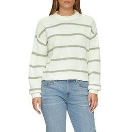 QS Rundhalspullover mit Streifenmuster ecru/sage stripes M M Pullover von QS