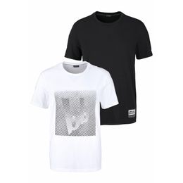 T-Shirt Bruno Banani, Damen, Gr. L (52/54), schwarz-wei&szlig; (schwarz, wei&szlig;), Single Jersey, Obermaterial: 100% Baumwolle, unifarben, schmal h&uuml;ftlang, Rundhals, normaler Saum, Shirts T-Shirt, Kurzarm, schmal geschnitten, aus Single Jersey