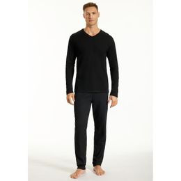 uncover by Schiesser Schlafanzug &raquo;Uncover Nightwear&laquo; 2 tlg. Single Jersey-Qualit&auml;t, Langarm, V-Ausschnitt, weich 000-Schwarz 54 54 Herren Pyjama...