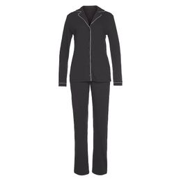 Vivance Dreams Damen Pyjama 2 tlg. mit Kontrastpaspel-Details schwarz 40/42