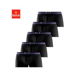H.I.S. Hipster H.I.S, Herren, Gr. XXL (8), 5 Stk., schwarz, Jersey, Obermaterial: 95% Baumwolle, 5% Elasthan, unifarben, k&ouml;rpernah, Unterhosen, knapp sitzende Boxershorts mit Streifen aus Baumwollmischung
