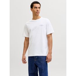 Jack & Jones Rundhalsshirt JACK & JONES "JJCOLLEGE LOGO TEE SS CREW NECK", Damen, Gr. L, hellwei&szlig;, Jersey, Obermaterial: 100% Baumwolle, unifarben, regular fit h&uuml;ftlang, Rundhals, Shirts Rundhalsshirt