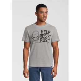 T-Shirt Recovered "Marvel Help Resist Rust", Damen, Gr. L, grau, 100% Baumwolle, bedruckt, normal, Rundhals, Shirts T-Shirt, mit coolem Marvel-Print