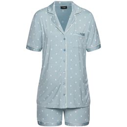 Umstandspyjama Vivance Dreams, Damen, Gr. 44/46, blau (hellblau, gemustert), Single Jersey, Obermaterial: 95% Viskose, 5% Elasthan, gemustert, bequem kurz, V-Ausschnitt, eingesetzt Manschette, Homewear-Sets, Sch&ouml;ner Allover-Print