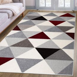 Teppich my home "Berlad Geo" Gr. 1, rot, B:60cm H:9mm L:110cm, Kunstfaser, Teppiche, Teppich, mit besonders weichem Flor, Kurzflor, modernes geometrisches Design