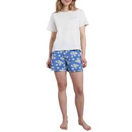 Tom Tailor Shorty »Positivism« 2 tlg. mit Print, Kurzarm, Rundhalsausschnitt, kurze Hose, Baumwollmix blau-hell-allover 40L 40L Kurzer Damen Pyjama...