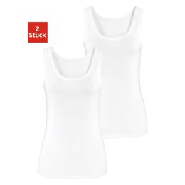 Tanktop Vivance "aus elastischer Baumwoll-Qualit&auml;t", Damen, Gr. 40/42, wei&szlig;, Single Jersey, Obermaterial: 95% Baumwolle, 5% Elasthan, unifarben, Basic, bequem, tiefer Rundhals, Tops Tanktop, Topseller