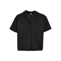 Urban Classics Klassische Bluse &raquo;Damen Ladies Linen Mixed Resort Shirt&laquo; black L L Kurz&auml;rmelige Hemden f&uuml;r Freizeit und B&uuml;ro