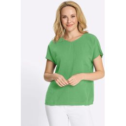 Schlupfbluse Classic Basics, Damen, Gr. 44, apfel, 100% Baumwolle, unifarben, V-Ausschnitt, Blusen Schlupfbluse