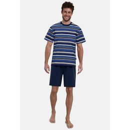 G&ouml;tzburg G&Ouml;TZBURG Shorty &raquo;Waterford&laquo; 2 tlg. Kurzarm, Rundhalsausschnitt, kurze Hose, Baumwollmix, atmungsaktiv blau-mittel-Ringel 48S 48S Herrenpyjama von...