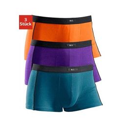 H.I.S. Boxer H.I.S "Boxershorts f&uuml;r Herren", Damen, Gr. 3 (XS), 3 Stk., bunt (orange, lila, petrol), Jersey, Obermaterial: 95% Baumwolle, 5% Elasthan, unifarben, Unterhosen, mit schmalen Piping an den Seiten