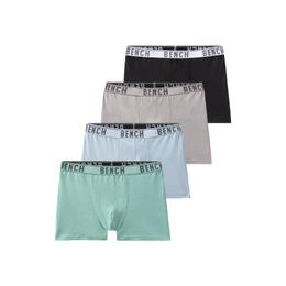 Boxer Bench. "Boxershorts f&uuml;r Jungen", Kinder, Gr. 170/176, 4 Stk., schwarz (schwarz, grau, blau), Jersey, Obermaterial: 95% Baumwolle, 5% Elasthan, unifarben, k&ouml;rpernah, Unterhosen, mit Logo-Webbund