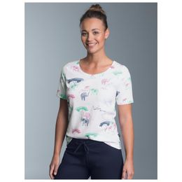 TRIGEMA Damen Schlafanzug &raquo;TRIGEMA T-Shirt mit Allover Safari-Print&laquo; 1 tlg. wei&szlig; M