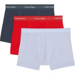 Herren Trunk "TRUNK 3PK", Calvin Klein Underwear, Gr. Lblau, Jersey, Obermaterial: 95% Baumwolle, 5% Elasthan, Unterhosen, mit Logo-Elastikbund