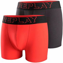 Replay Herren Boxershorts &raquo;BOXER Style 2 T/C Cuff 3D logo 2pcs Box&laquo; Packung, 2er, mit Logoschriftzug am elastischen Bund schwarz XXL