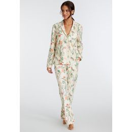 Lascana Pyjama Set, 2 tlg. mit elegantem Blumenmuster ecru, bunt gemustert 32/34 32/34 Klassischer Pyjama mit elegantem Blumenprint