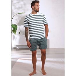H.I.S. H.I.S Pyjama 1 St&uuml;ck, 2 tlg. Schlafanzug aus Baumwoll-Mix gr&uuml;n /creme 60/62 (XXL) 60/62 (XXL) Herren Shorty von H.I.S