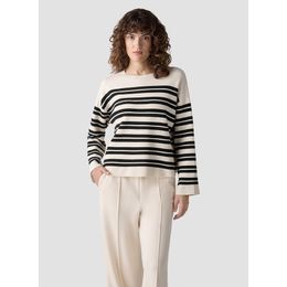 Strickpullover Lecomte "Pullover", Damen, Gr. 48, beige, 50%Viskose, 27%Polyester, 23%Polyamid, geringelt, gerader Abschluss, Pullover Strickpullover