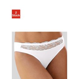 Slip Nuance, Damen, Gr. 52/54, 2 Stk., wei&szlig; (2xwei&szlig;), Obermaterial: 92% Polyester, 8% Elasthan, Unterhosen Slip, mit sch&ouml;ner Stickereispitze