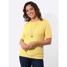Kurzarmpullover Casual Looks "Kurzarm-Pullover", Damen, Gr. 50, zitrone, 50% Baumwolle, 50% Polyacryl, unifarben, Pullover