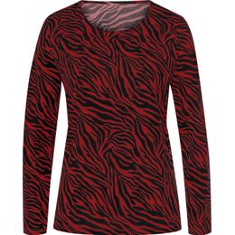 Damen Langarmshirt mit Zebra-Muster kirsche-schwarz-bedruckt, Gr&ouml;&szlig;e 38