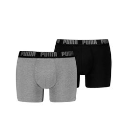 Boxershorts Puma "Puma MEN EVERYDAY BASIC BOXERS 2P", Jungen, Gr. M, schwarz (anthrazit, meliert, schwarz), Jersey, Obermaterial: 95% Baumwolle, 5% Elasthan, unifarben, körpernah, Unterhosen, mit Puma Webbund