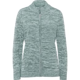 Damen Strickjacke mit Rei&szlig;verschluss jade-ecru-meliert, Gr&ouml;&szlig;e 54