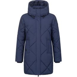 Steppmantel Ragwear "Diamanta", Damen, Gr. M (38), blau (dunkelblau), Obermaterial: 100% Polyester; Innenfutter: 100% Polyester; Wattierung: 100% Polyester, Basic, A-Linie ca. Mitte Oberschenkel, hoch geschlossener Ausschnitt, Ärmel ohne Ärmelschlitz Rippstrickbündchen, Mäntel Steppmantel, Wasserdichter Damen Kurzmantel mit Kapuze