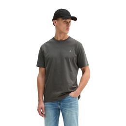 Marc O'Polo T-Shirt MARC O'POLO, Damen, Gr. L (52), grau (gray pinstripe), Jersey, Obermaterial: 100% Baumwolle, Basic, Rundhals, Shirts T-Shirt, Logo-T-Shirt aus Bio-Baumwolle
