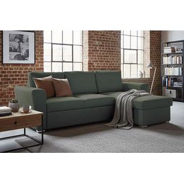 Riess Ambiente Modernes Schlafsofa APARTMENT 245cm grün Strukturstoff 3-Sitzer Couch mit Stauraum Riess-Ambiente L-Form Wohnzimmer