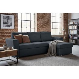 Riess Ambiente Modernes Schlafsofa APARTMENT 245cm grau Strukturstoff 3-Sitzer Couch mit Stauraum Riess-Ambiente L-Form Wohnzimmer