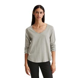 Marc O'Polo MARC O'POLO DENIM Langarmshirt mit Rollkante am V-Ausschnitt Stone Melange XL XL Figurbetonte Passform, die deine Silhouette betont