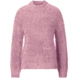 Damen Stehkragenpullover mit Flauschgarn mauve, Gr&ouml;&szlig;e 38