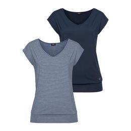 H.I.S. Funktionsshirt H.I.S, Damen, Gr. 40/42, blau (marine), Obermaterial: 87% Polyester, 13% Elasthan, figurumspielend h&uuml;ftlang, Shirts Funktionsshirt, &auml;rmellos, figurfreundlicher Schnitt, ideal f&uuml;r Sport und Wandern