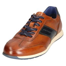 Bugatti Slip-On Sneaker, Halbschuh, Slipper, Businessschuh mit Kontrastbesatz cognac used 42 42 Halbschuh mit Logopr&auml;gung und Perforierung
