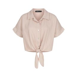 CLOUD 5IVE Klassische Bluse &raquo;Crop Bluse mit Knopfleiste und Knoten&laquo; beige XXL XXL Vielseitige Kombinationsm&ouml;glichkeiten